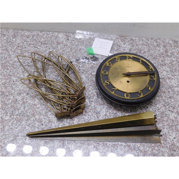Starburst Wall Clock Brass Verichron Key Wind Vintage