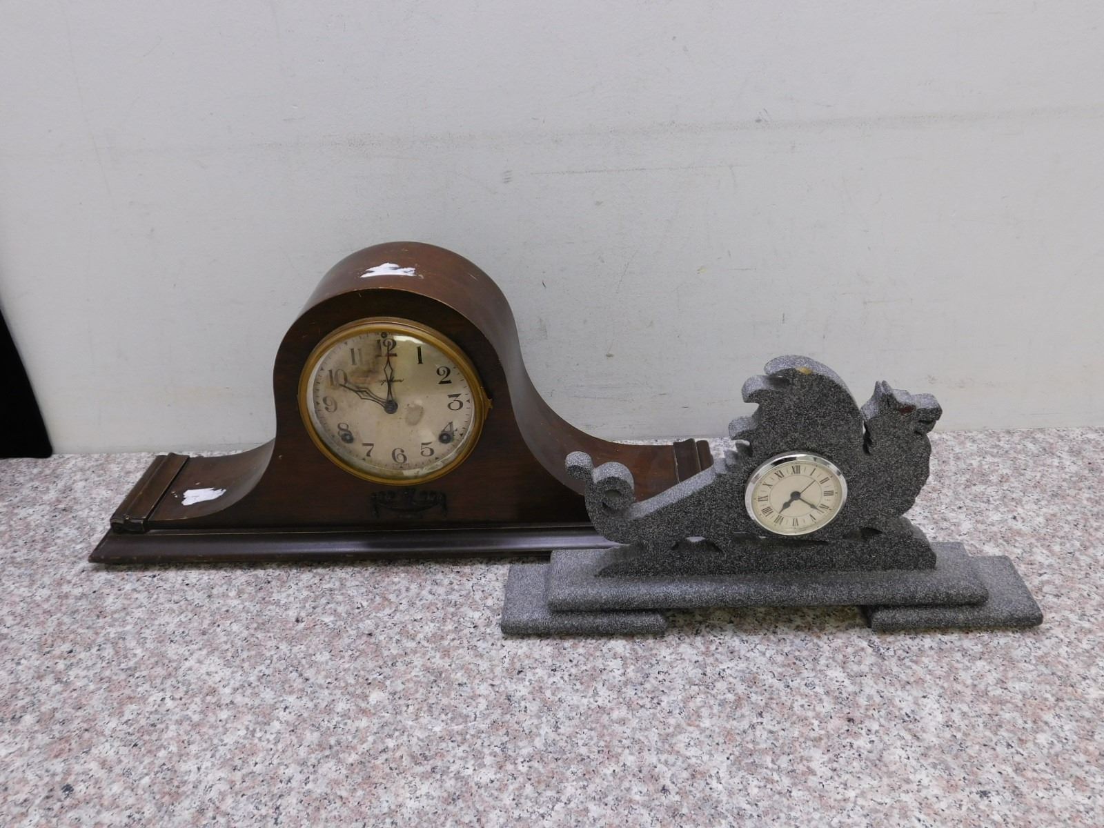 Lot of 2 Ingraham Mantle Clock and Quartz Clock