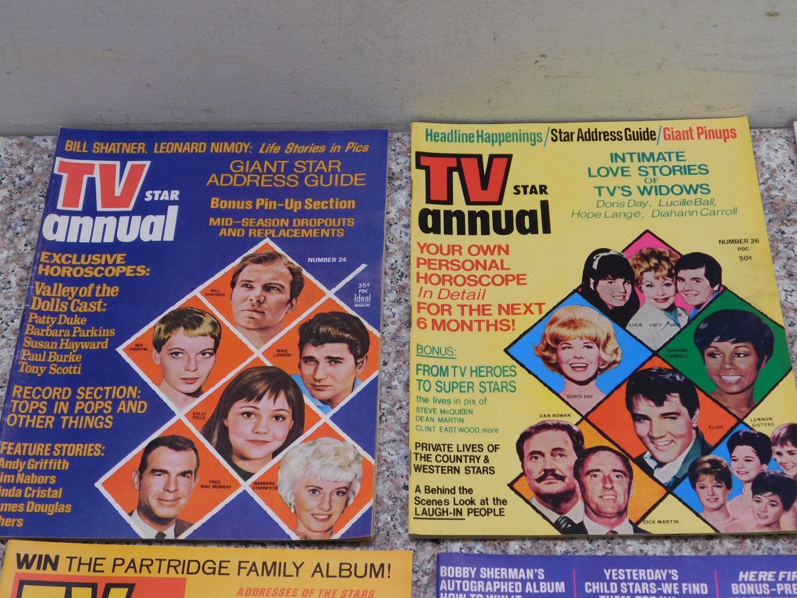 Lot of 6 TV Star Annual Magazines Ranging From 1967 to 1972 Star Trek ...