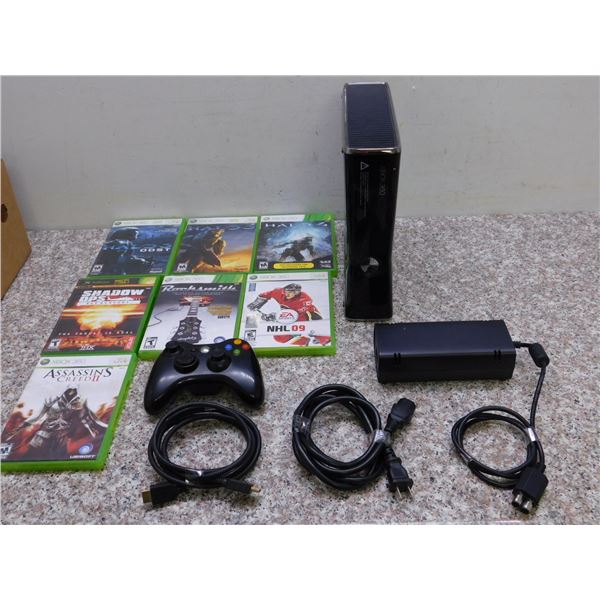 Xbox 360 Slim Model Console With 1 Controller 7 Games HDMI and Power Cable