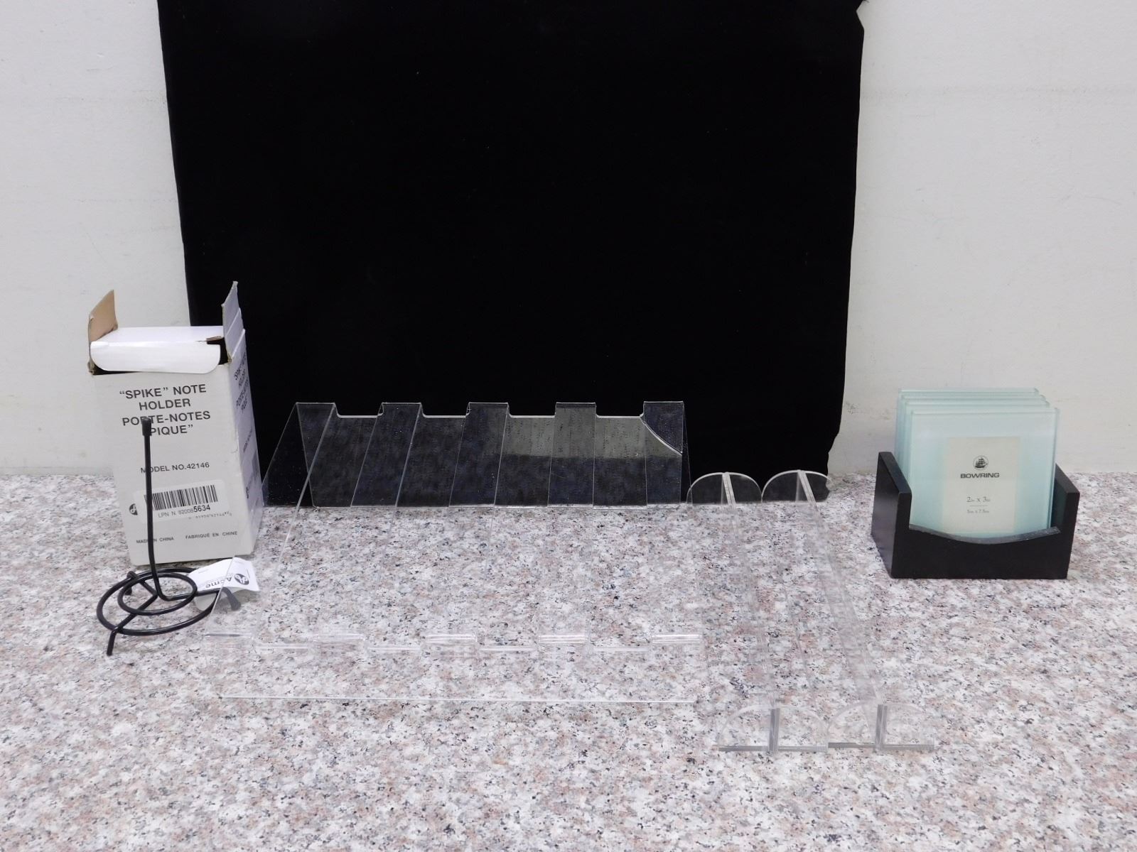 Lot of 3 Acrylic Standee 4 Tier, Notepad Spike and 2x3 Glass Coasters ...