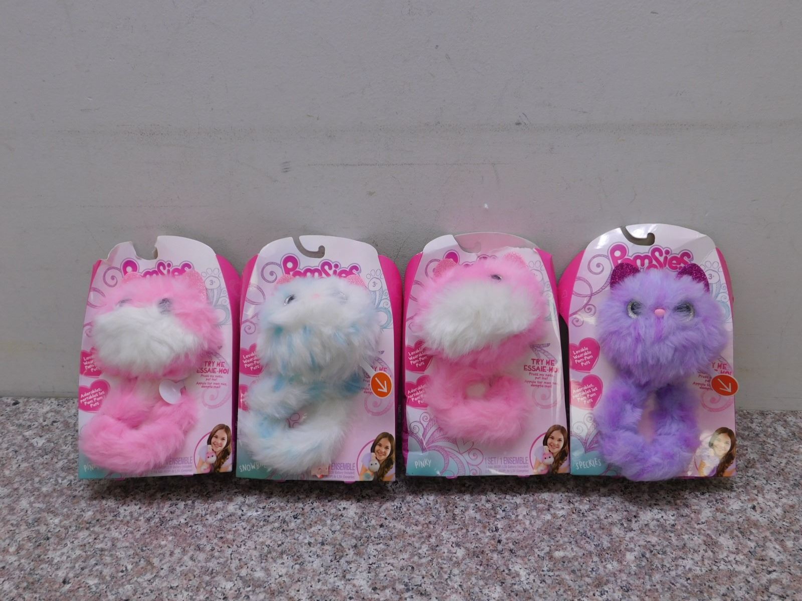 Lot of 4 Pomsies Wearable Pom Pom Pets Plush Pink Girls Toys