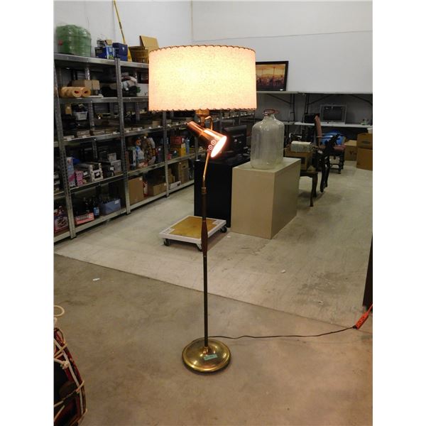 Vintage Floor Standing Lamp Tri Light and Reading Light Fiberglass Shade