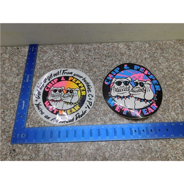 Lot of 2 Chip & Pepper Stickers Wetwear Decals Vintage