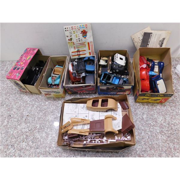 Lot of 6 Vintage Model Kits Parts and Pieces Cars Etc