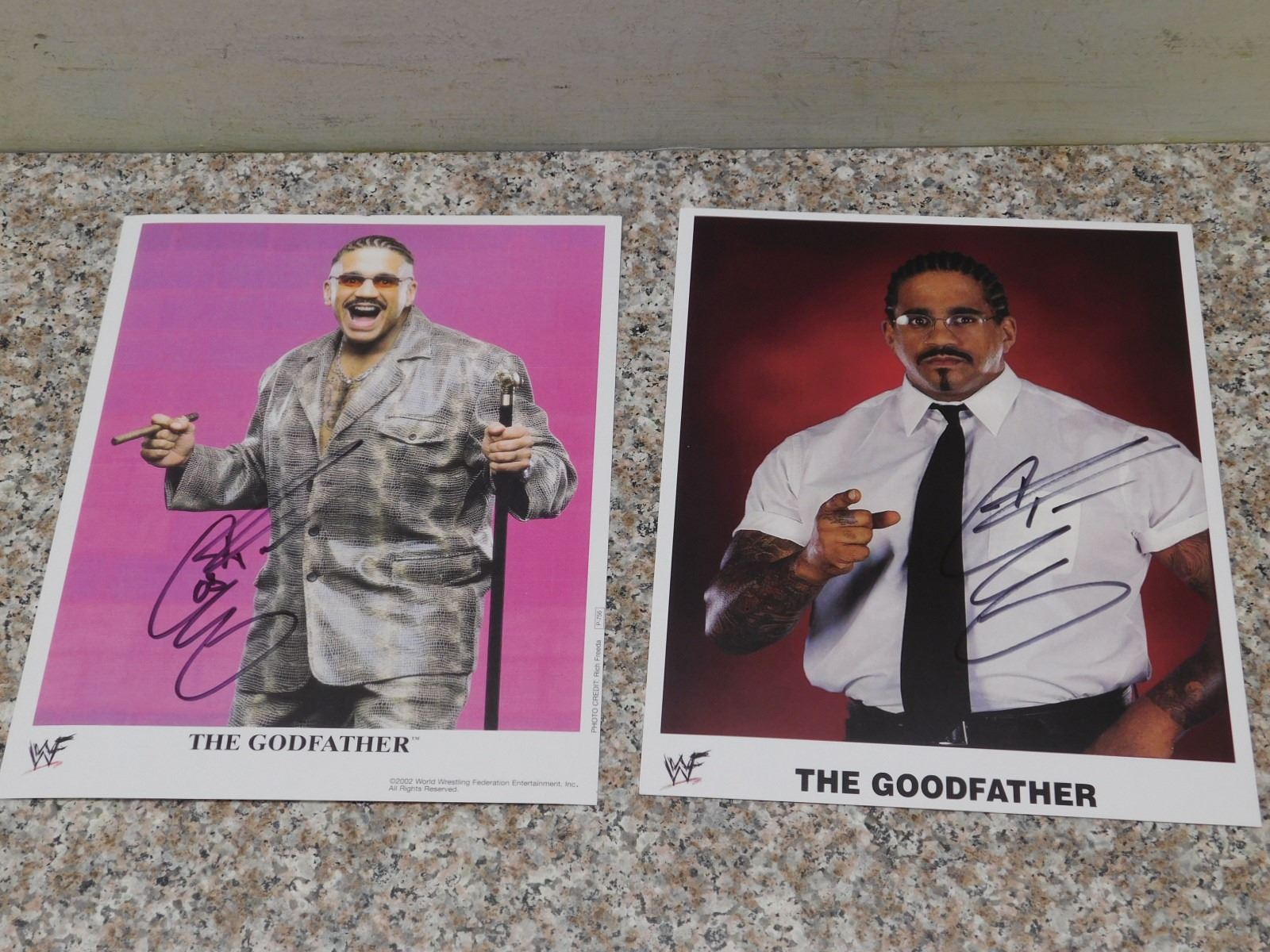 Pair of Autographed Signed WWE WWF 8" x 10" The Good Father The God ...