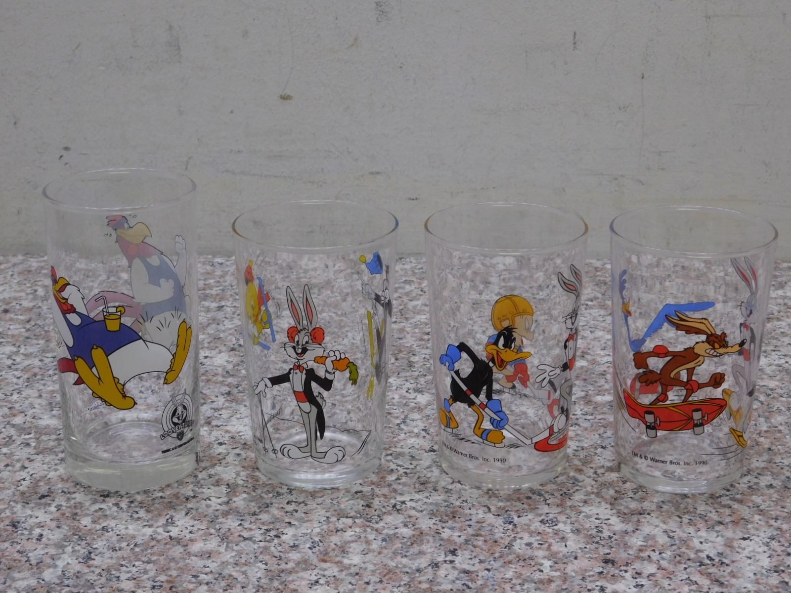 Lot of 4 Looney Tunes Cups Bugs Bunny Wile E Coyote Fog Horn Leg Horn ...