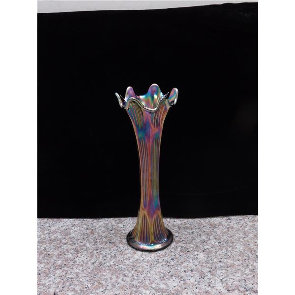 Vintage Imperial Carnival Glass Vase 11 Tall