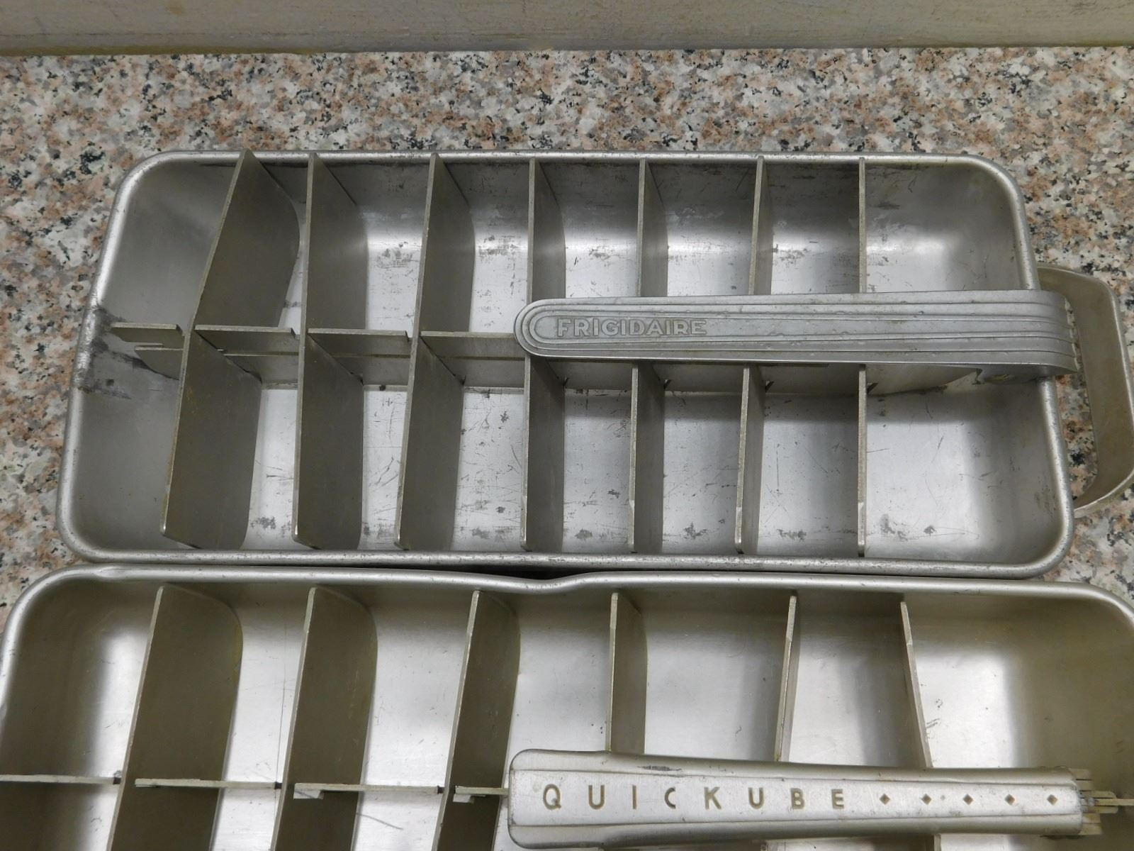 Pair of Vintage Aluminum Metal Ice Cube Trays Frigidair Quickube circa ...