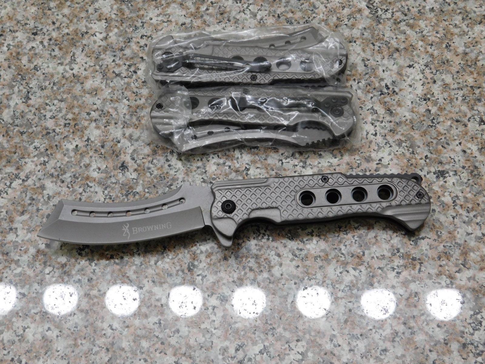Lot of 3 Pocket Knives Grey Metal Browning