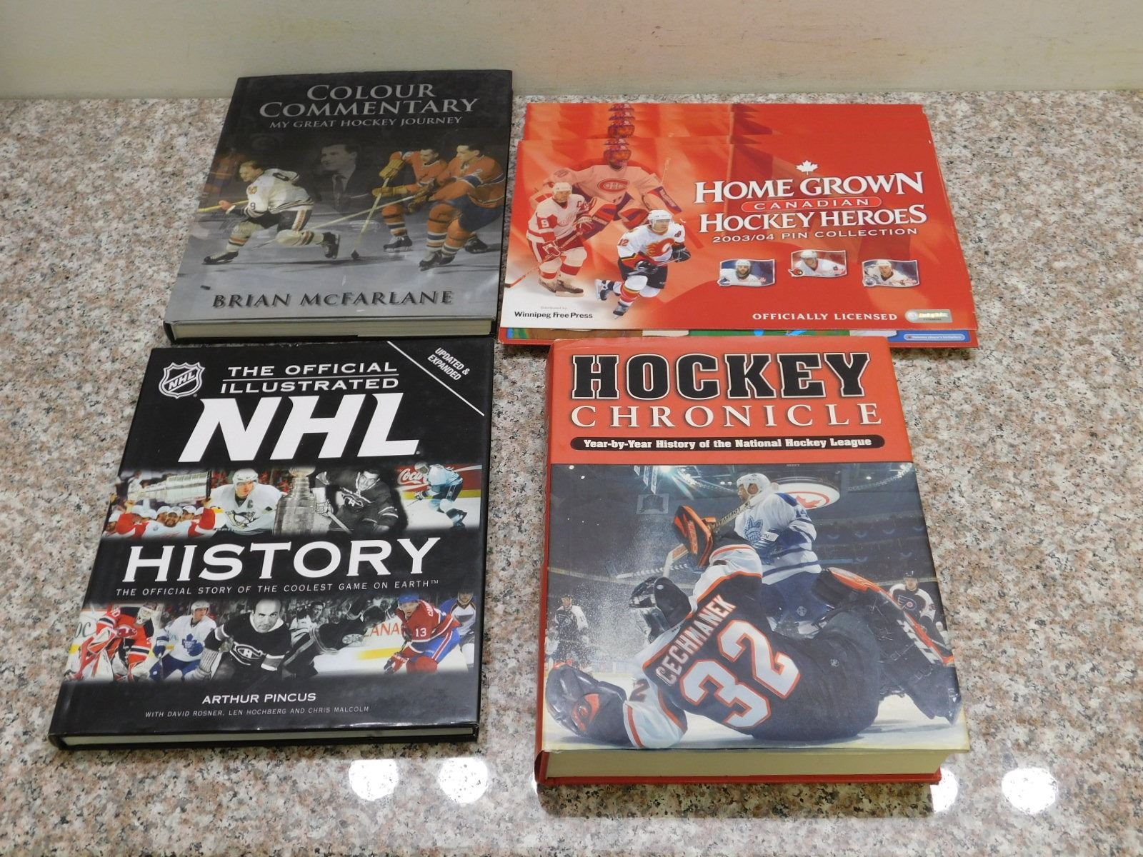 Lot of 4 Hockey Books and Pin Collection Chronicle History Commentary ...