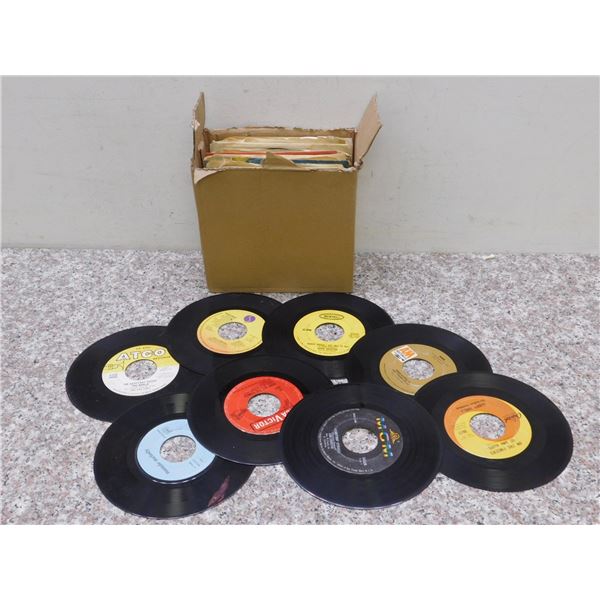 Box of 50 Vinyl Records 45s Various Conditions Pop Rock Country Random