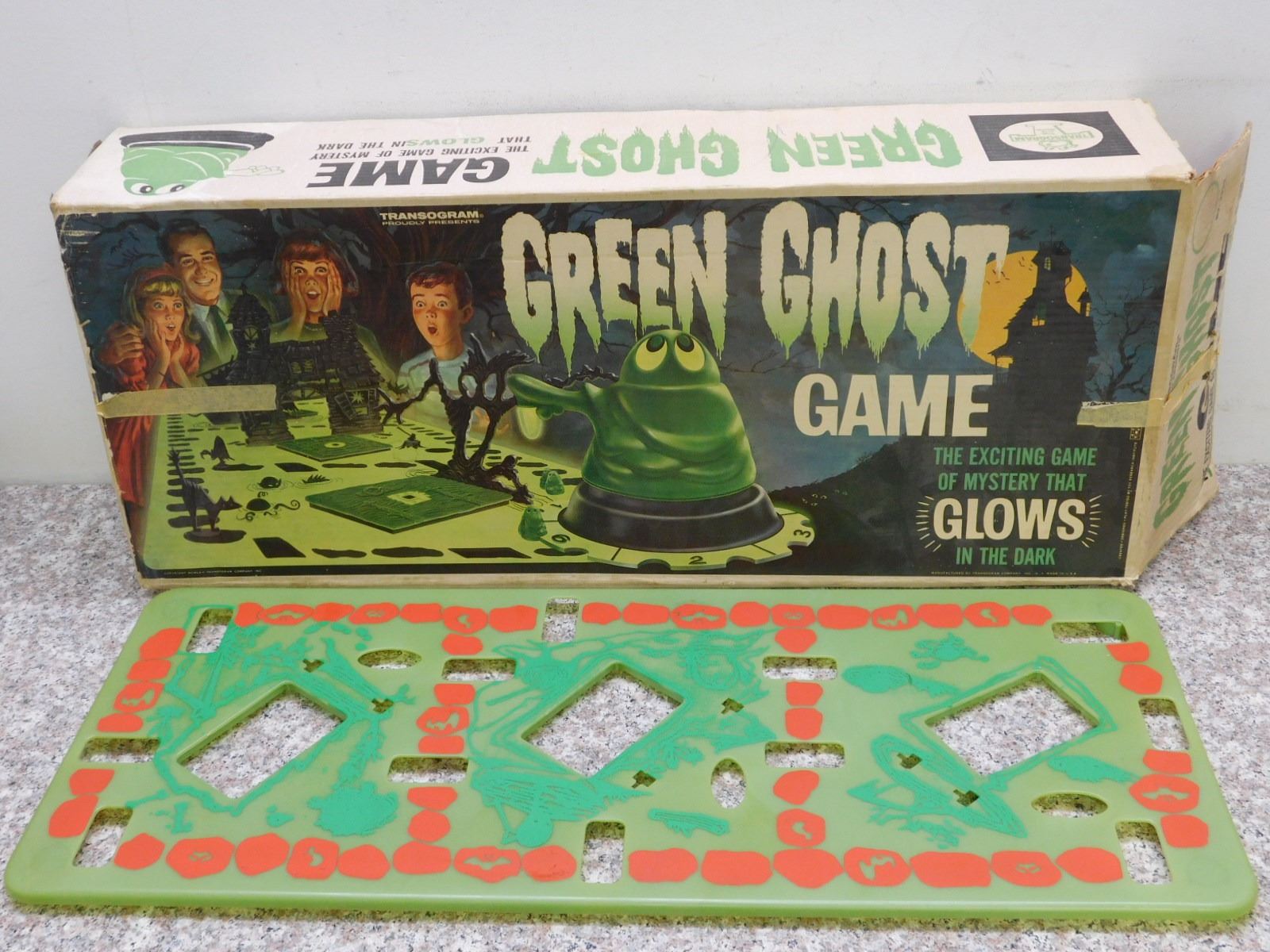 1965 Green Ghost Game Box & Board ONLY Glow In The Dark Transogram ...