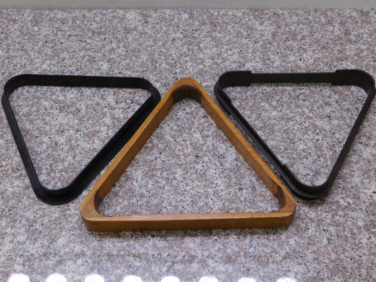 Lot of 3 Pool Ball Rack Triangle Plastic and Wood