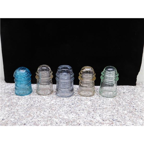 Lot of 5 Glass Insulators Dominion Brookfield Canada