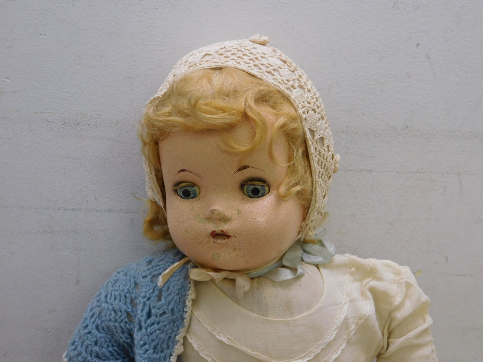 Antique Composition Sleepy Eye Doll 24" Tall in Night Gown
