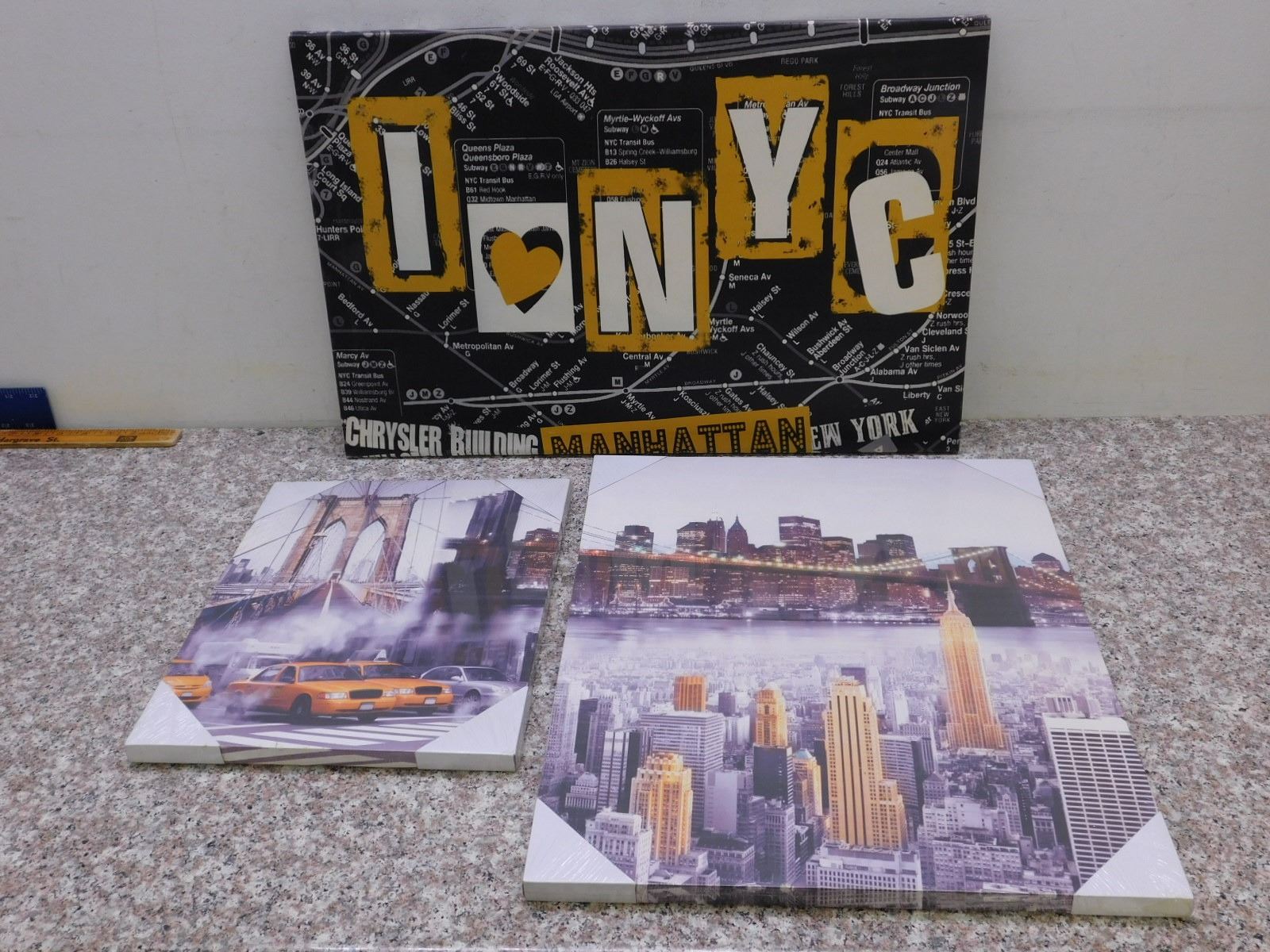 Lot of 3 NEW YORK I Love New York Canvas Print Photos Collage Wall Art ...