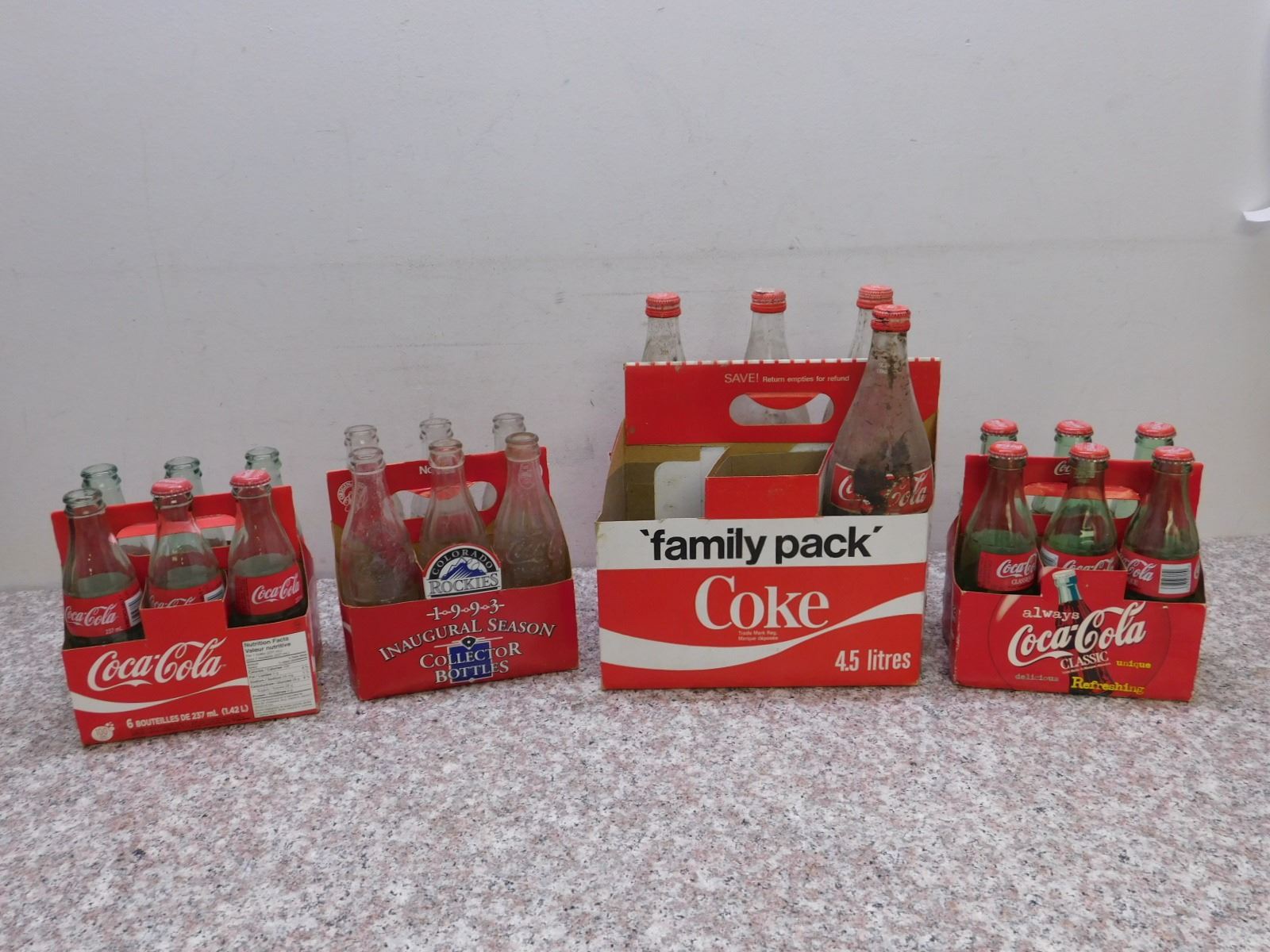 Lot of 4 Cardboard Coke Carriers With Bottles, Vintage Coca Cola Family ...