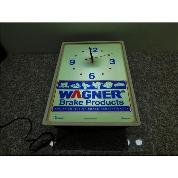 Vintage Wagner Brake Products Light Up Wall Clock Sign Cooper Industries