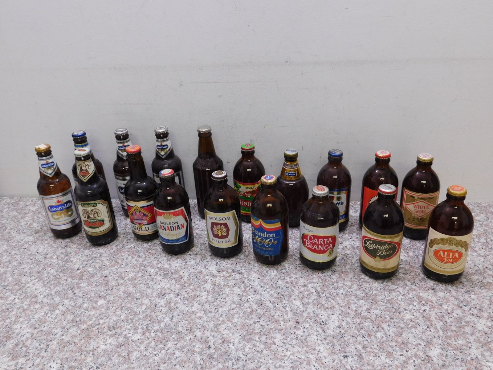 Lot of 18 Vintage Beer Glass Bottles Stubbys All Full White Seal ...