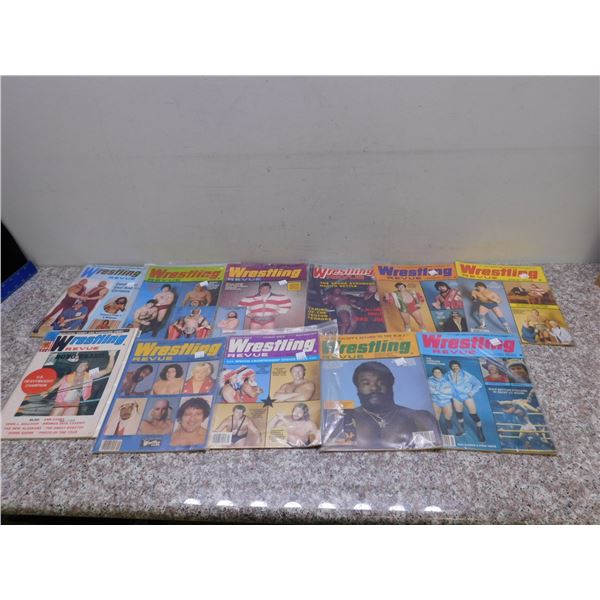 Lot of 11 Vintage Wrestling Magazines "Wrestling Revue" 1970s 80s