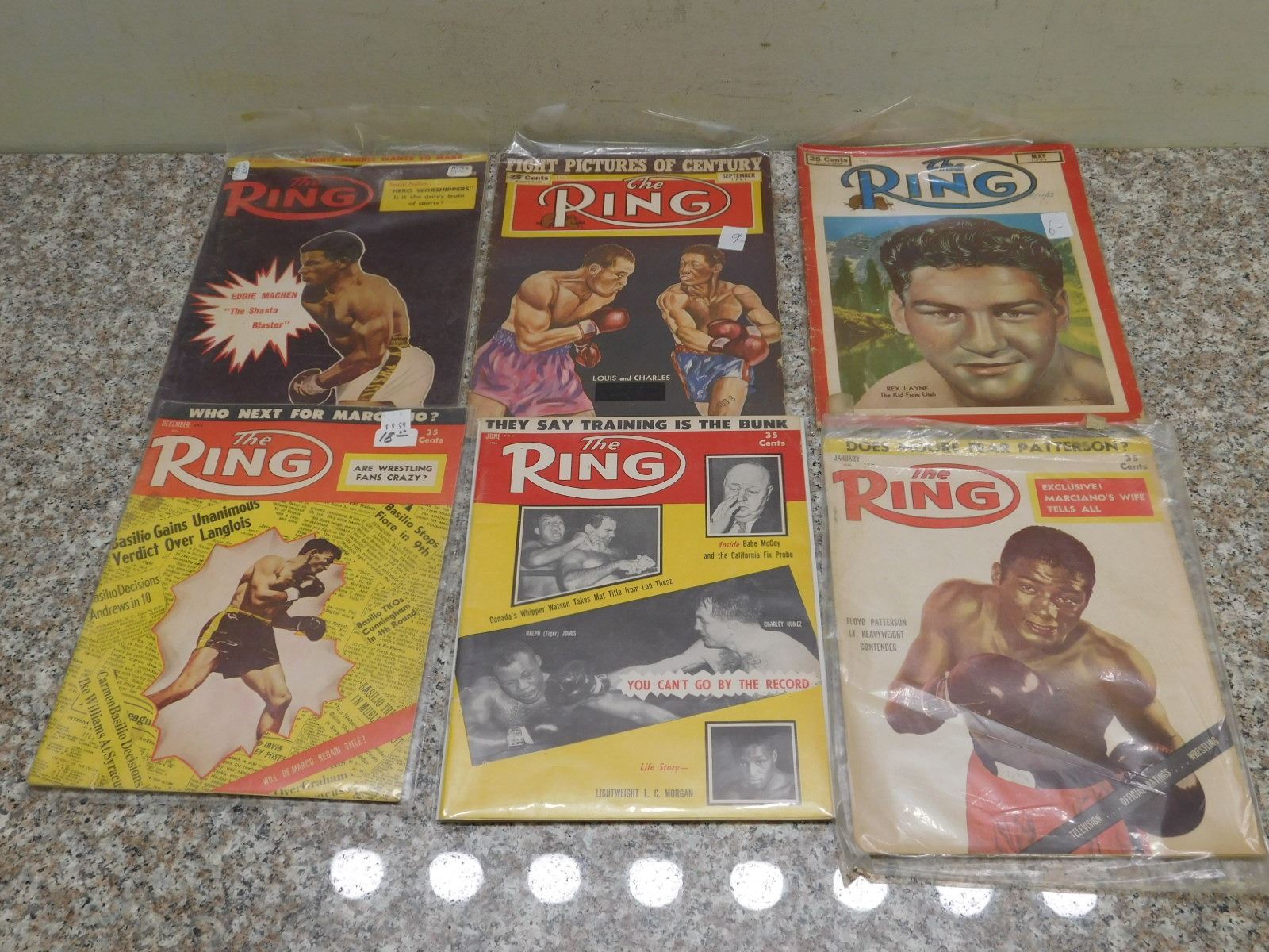 Lot of 6 "The Ring" Magazine 1951-56 Vintage Boxing Wrestling
