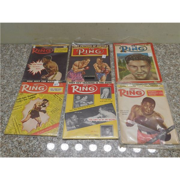 Lot of 6 "The Ring" Magazine 1951-56 Vintage Boxing Wrestling