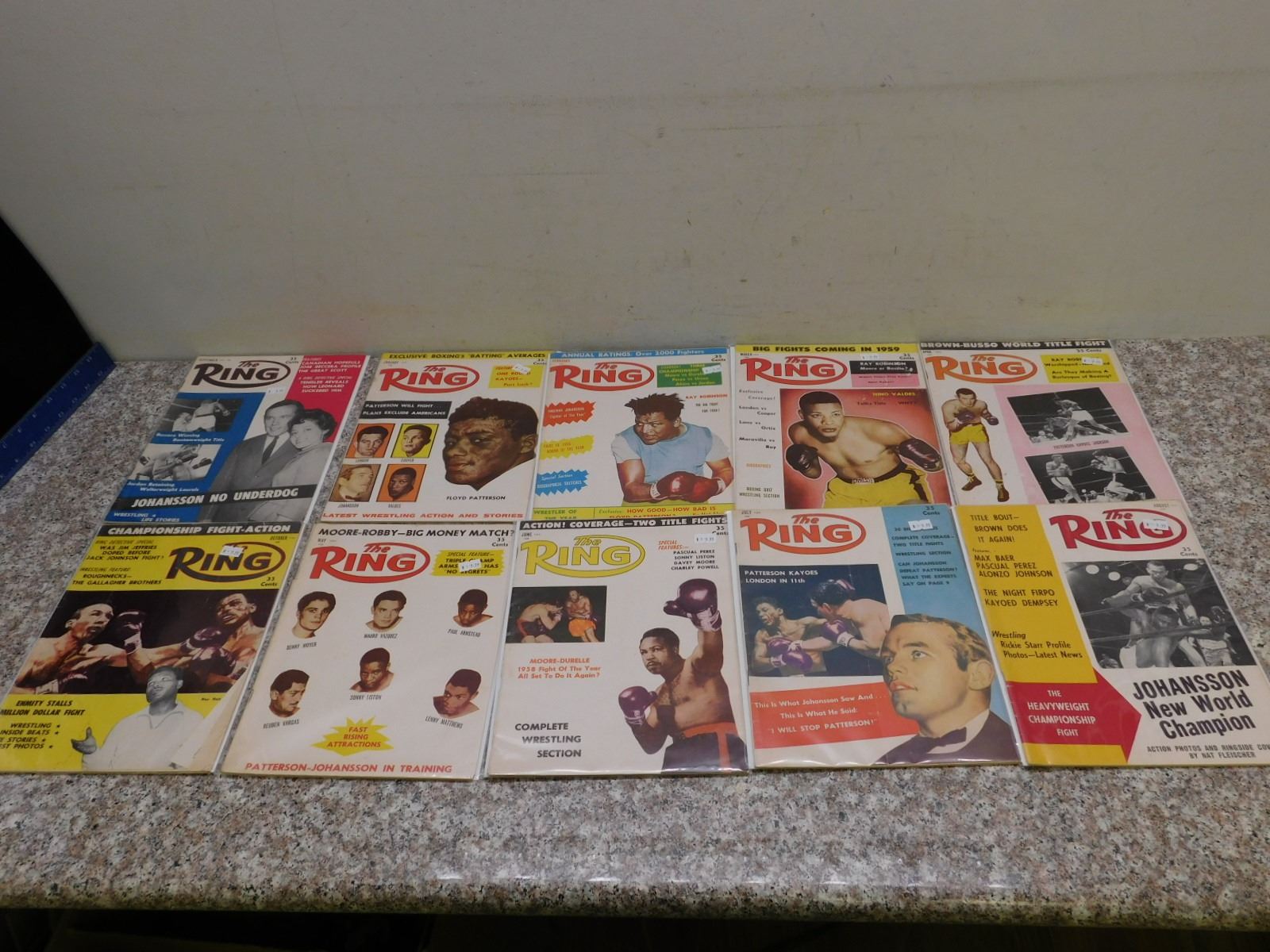 Lot of 10 "The Ring" Magazines Wrestling Boxing Vintage 1959