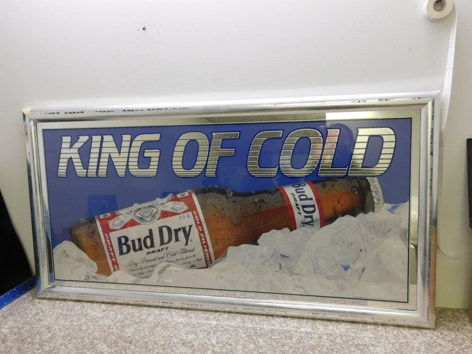 Budweiser King of Cold Framed Mirror Wall Art Man Cave Dungeon Decor ...