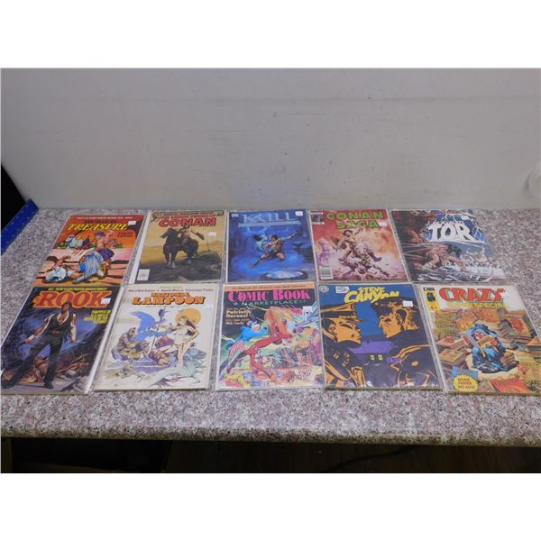 Lot of 10 Vintage Comic Books Conan Tor Kull Frank Franzetta Kirby Kubert