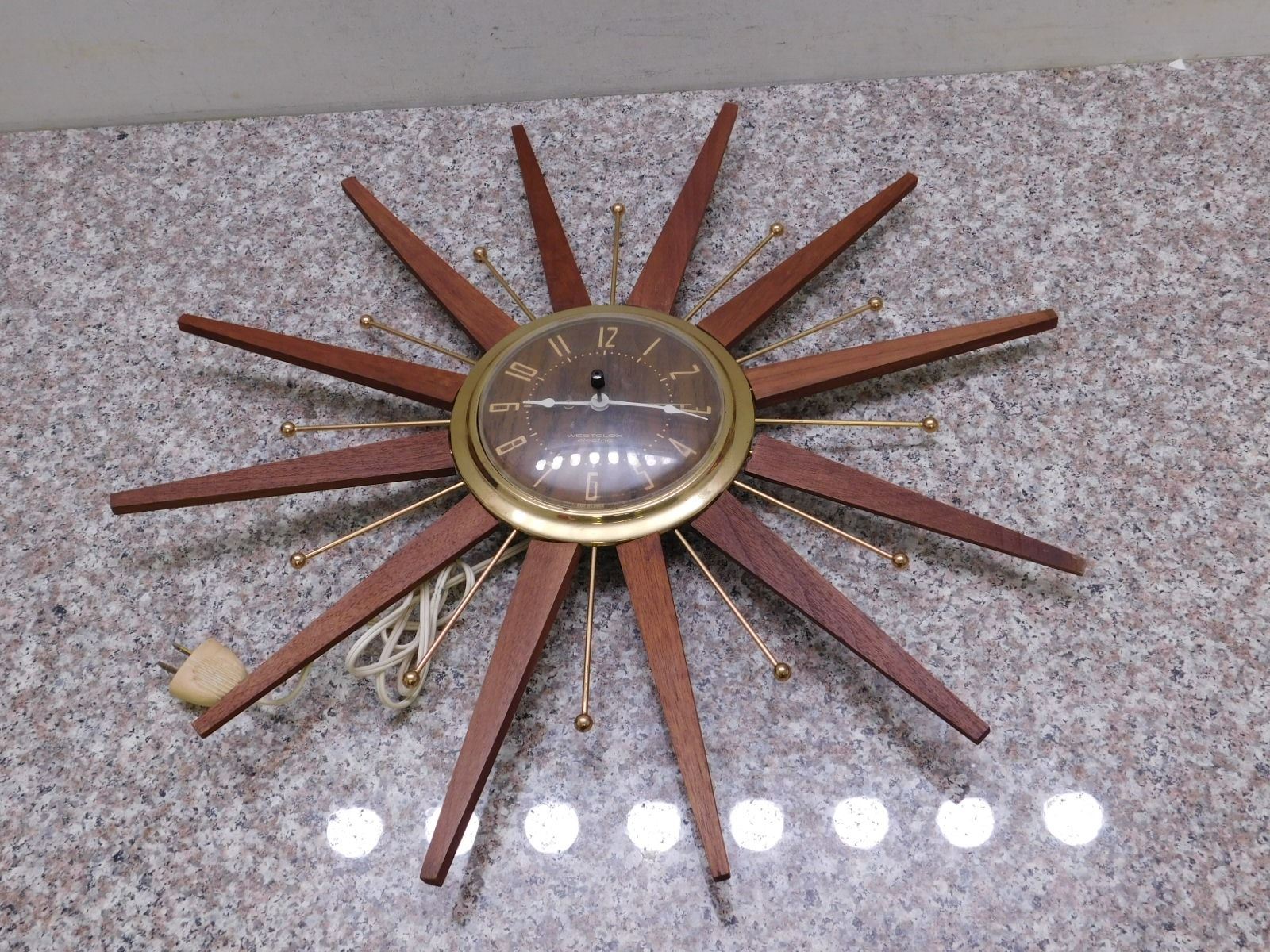 Vintage Westclox Electric Starburst Teak Clock