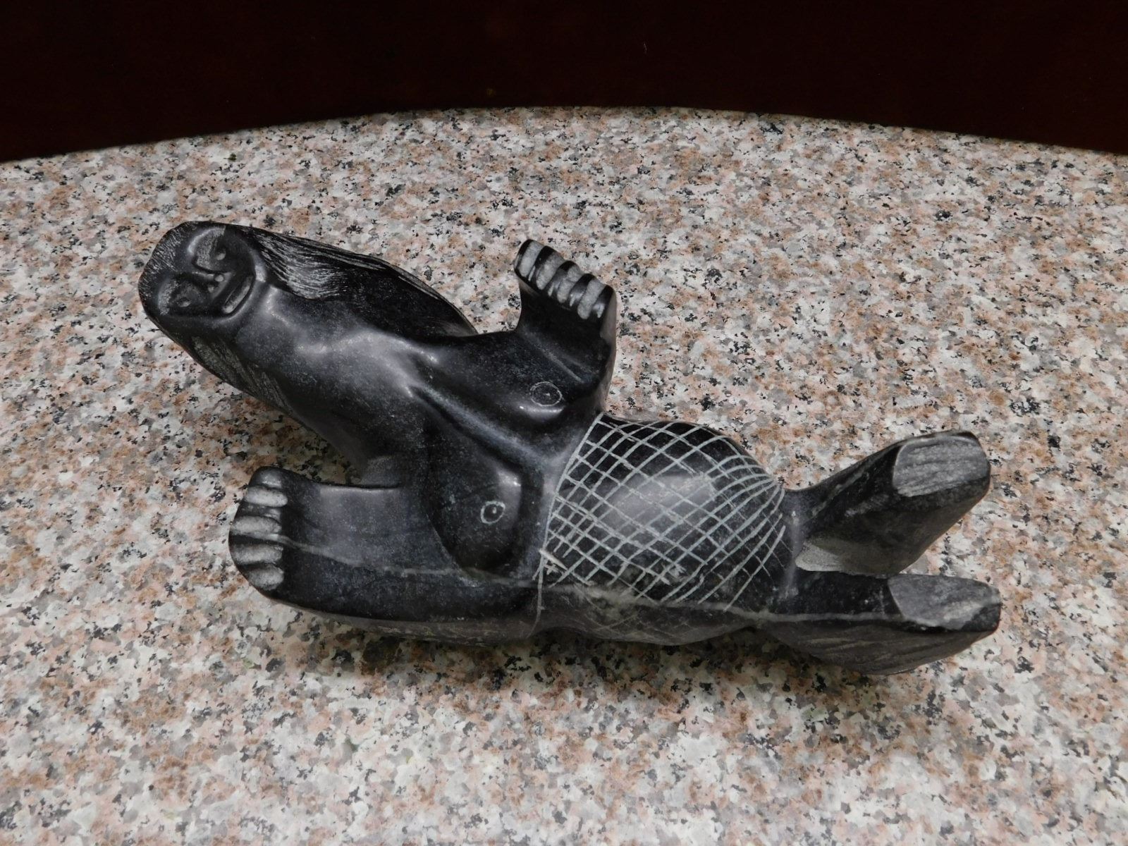 Inuit Joseph Kavik Mermaid Arviat Soapstone Statue Artist Signed