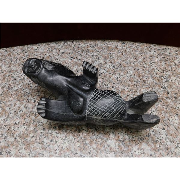 Inuit Joseph Kavik Mermaid Arviat Soapstone Statue Artist Signed
