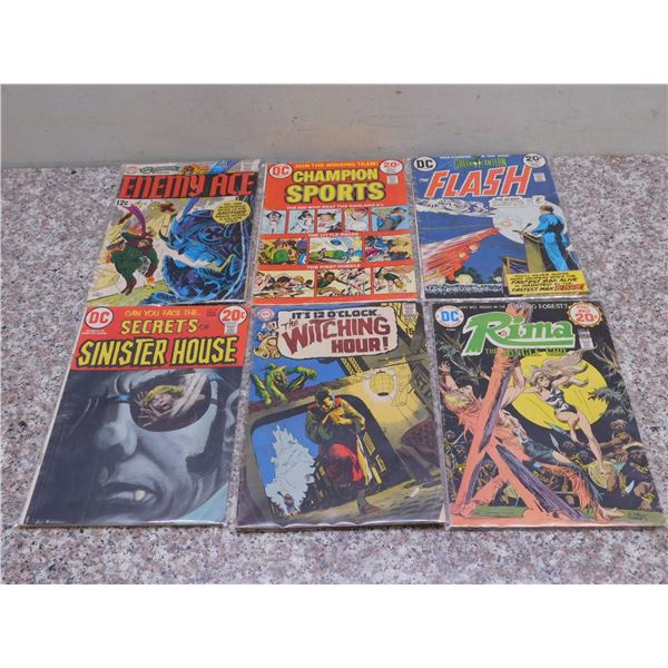Lot of 6 12c to 20c Vintage Comics The Flash, Enemy Ace, Rima, DC