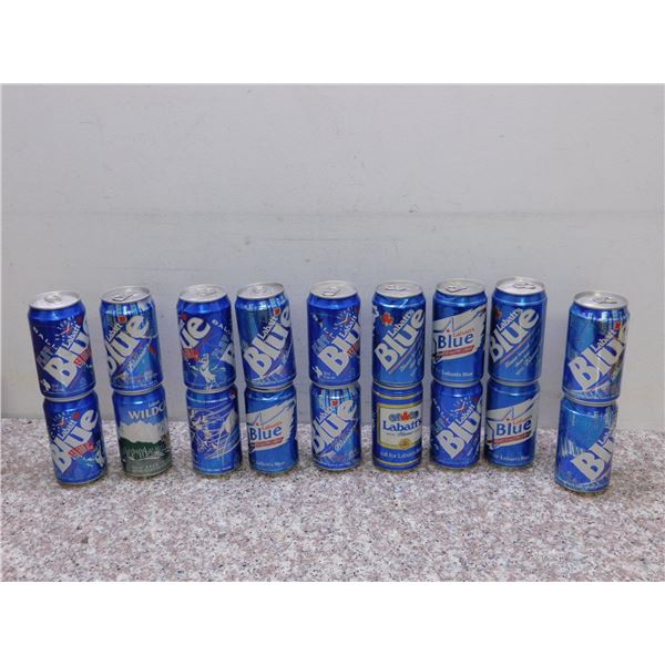 Lot of 18 Vintage Labatt Blue Beer Cans (full)