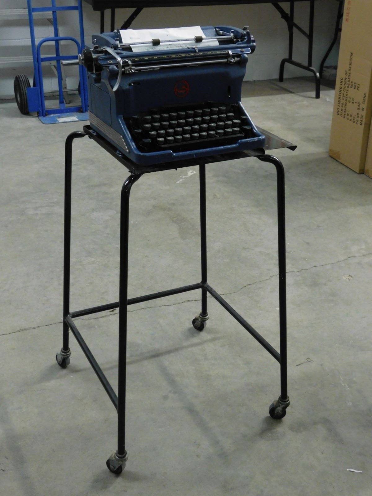 Antique Underwood Blue Art Deco Typewriter Chrome Accents with Custom ...