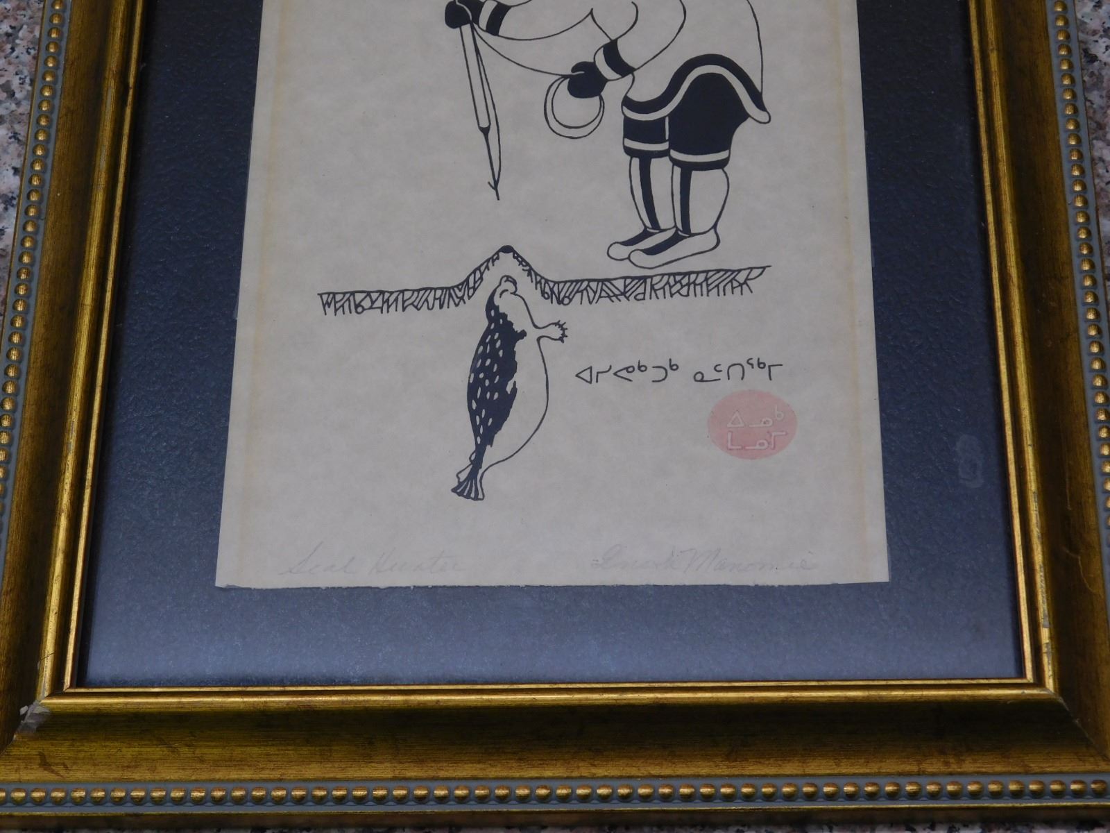 Seal Hunter by Enook Manomie Art Card Print Framed Aboriginal ...