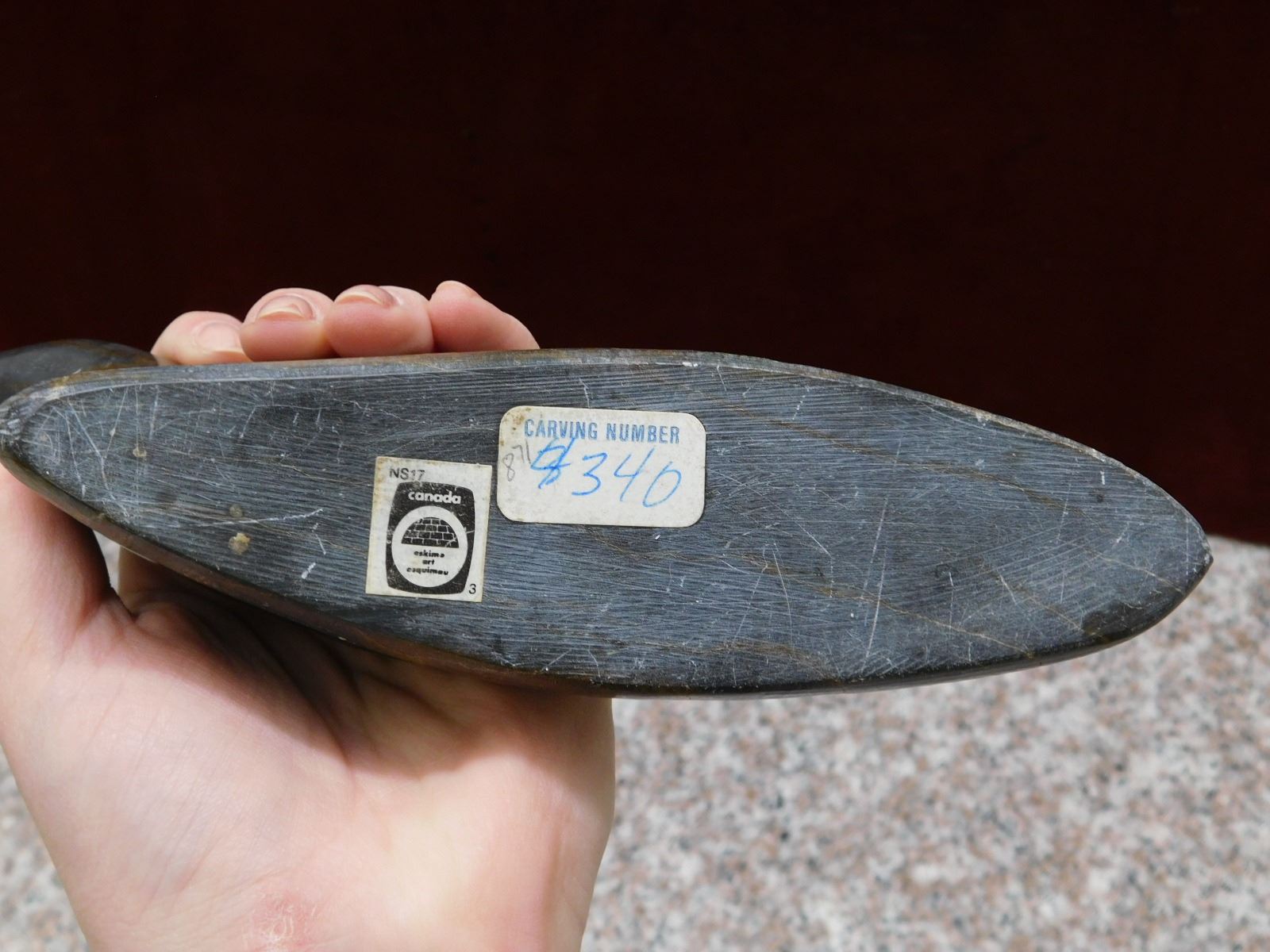 Canada Eskimo Art Inuit Soapstone Carving Loon *with sticker*