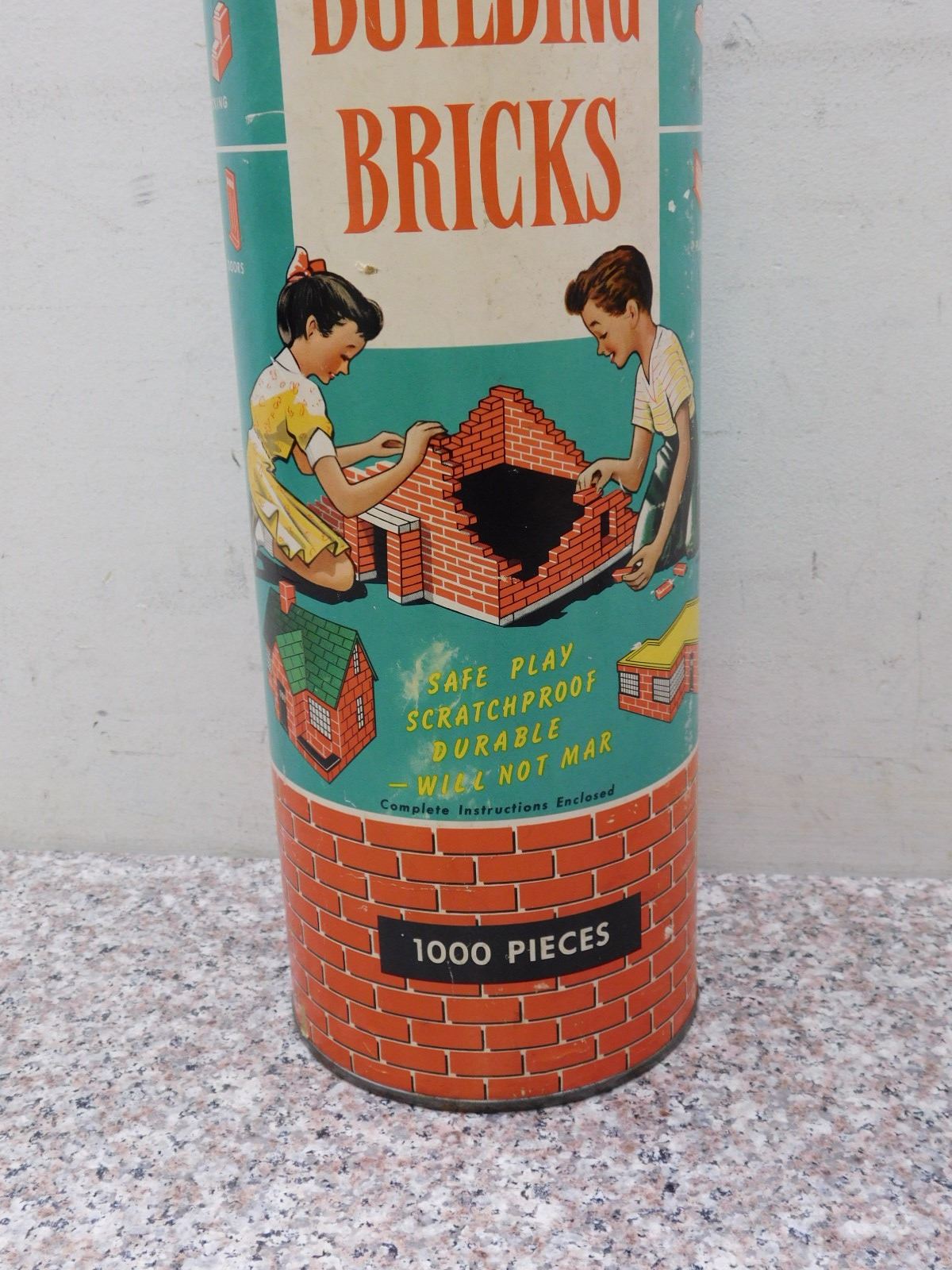 STA-LOX Building Bricks Miniature Canister Vintage FULL