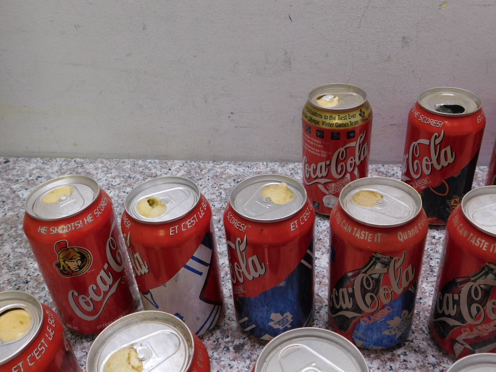 Lot of 20 NHL Coca Cola Cans 1990s - 2000s Hockey