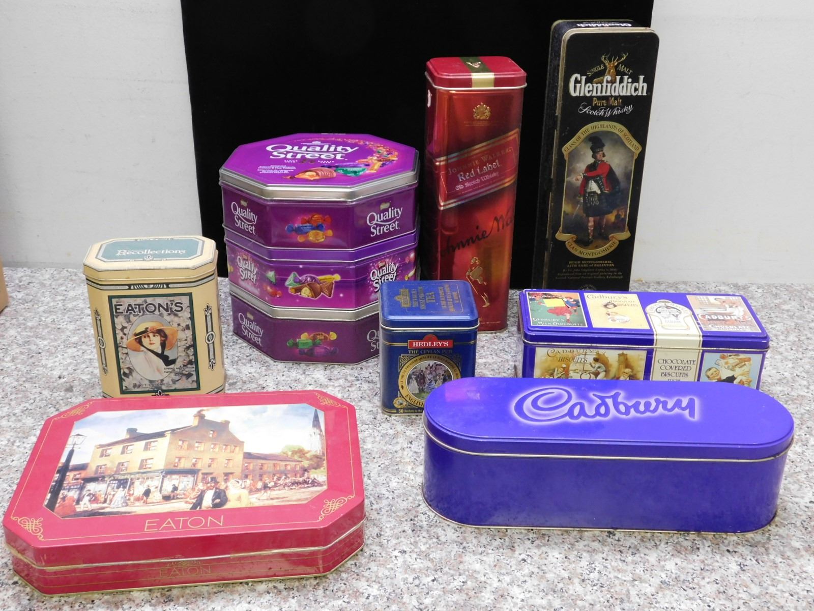 Lot of 10 Dessert Tins Tea Eatons Chocolate Whisky Etc