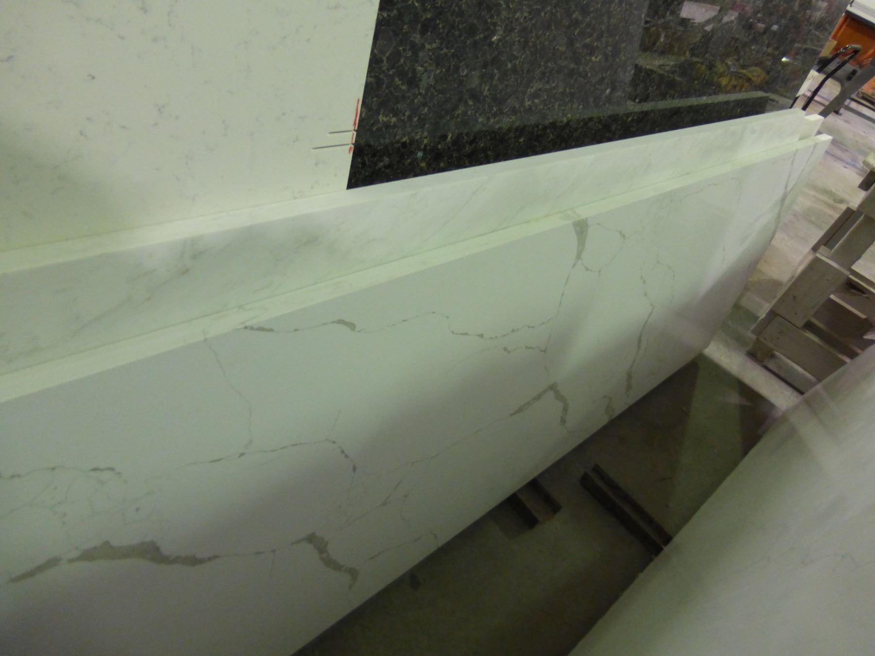 3- Slabs, Various sizes x 1 1/4" thick, Carrara grey, Vicostone BQ 8885 ...