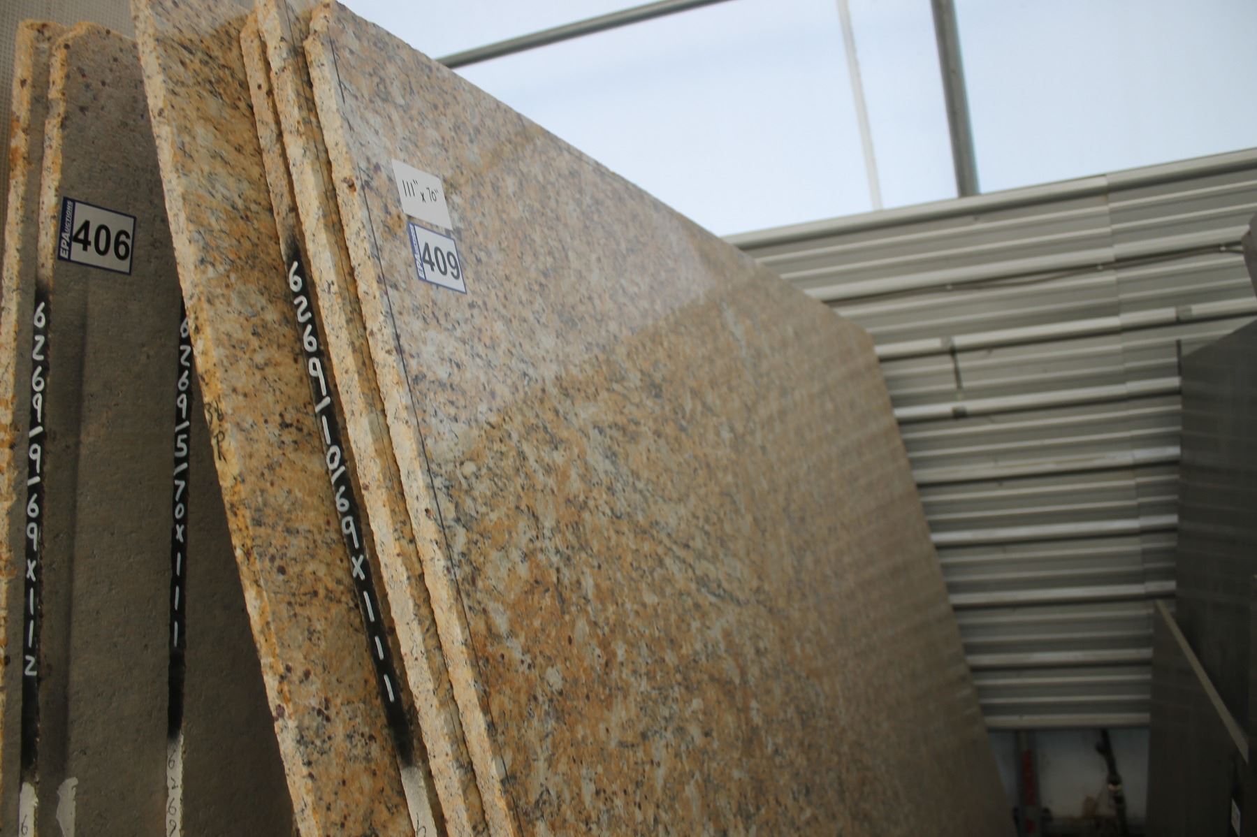 5- Full slabs, Approx. 111" x 70" x 3/4" thick, Granite (so much each x5)