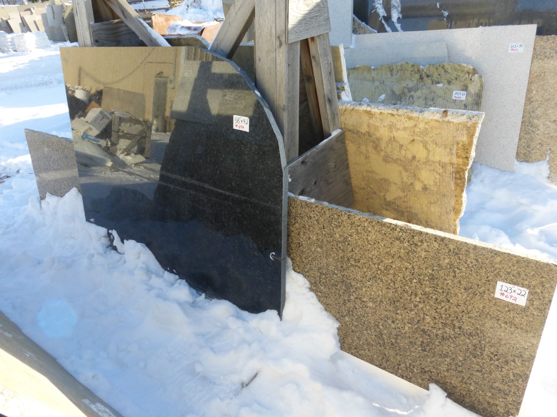 10- Slabs, Various sizes x 1 1/4" thick, Diamond black, Leather brown ...