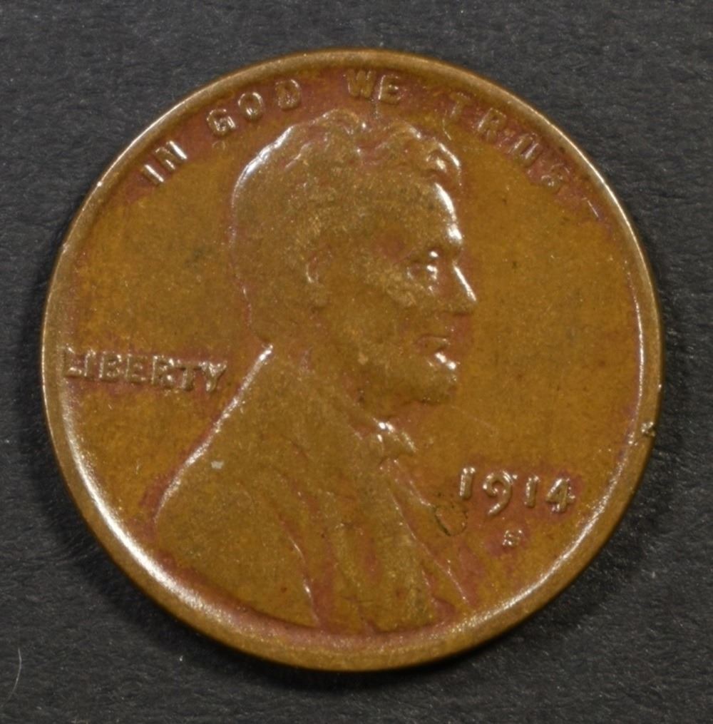 1914-S LINCOLN CENT CH AU
