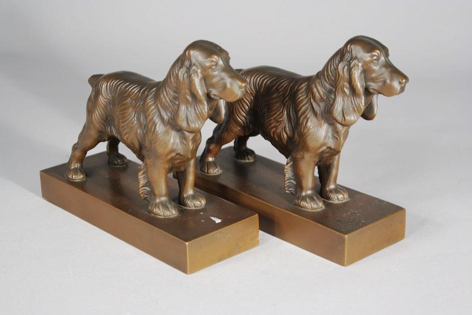 A Pair of Jennings Brothers Copper Spaniel Bookends.