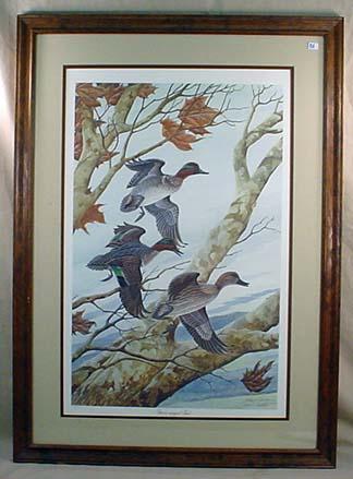 LARGE JOHN A. RUTHVEN DUCKS PRINT - FRAMED - SIGNE