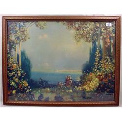 VINTAGE R ATKINSON FOX PRINT - LAKE FRONT SCENE