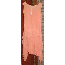 VINTAGE CHIFFON DRESS W/ RUFFLED BOTTOM - Also Sca