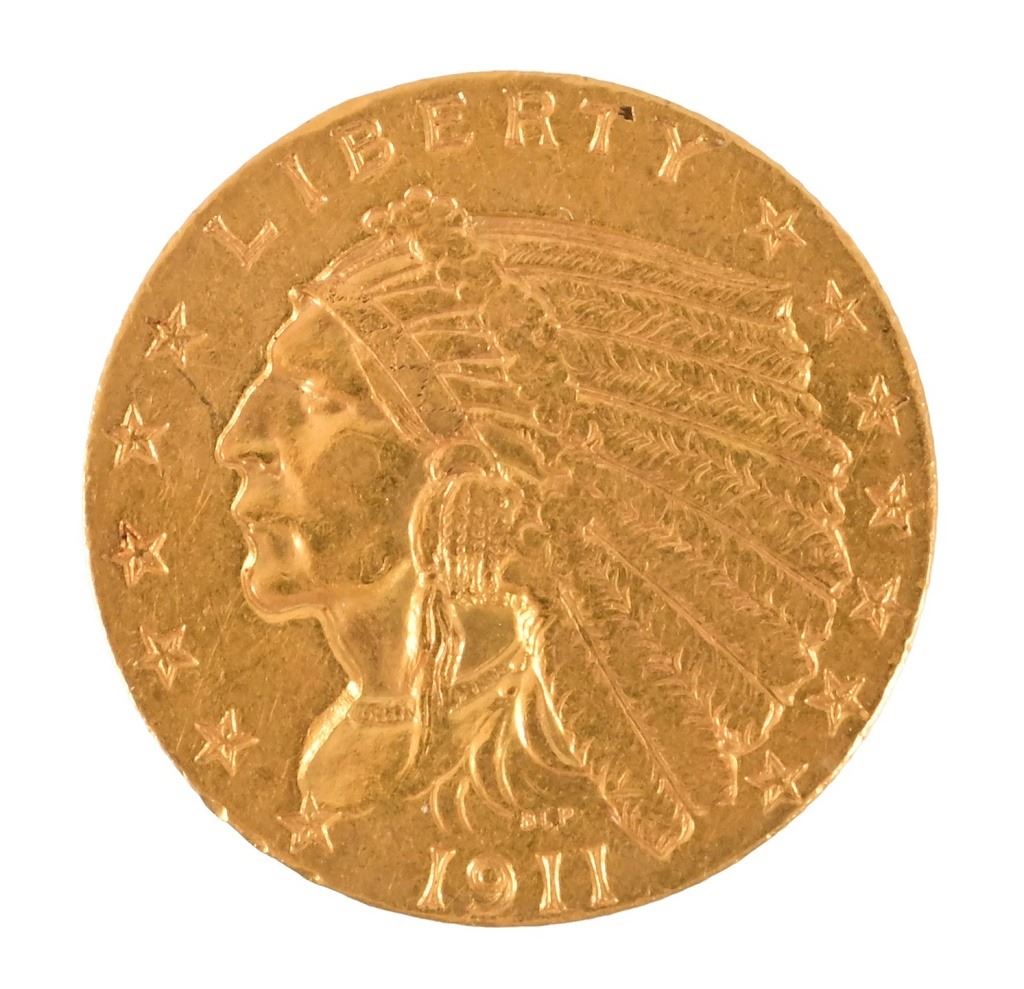 1911 Indian Head $2.50 Gold Coin